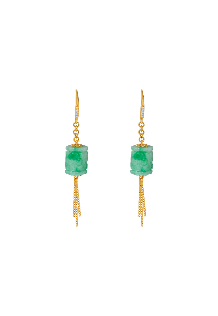 TOMEI Jade Tassels Earrings, Yellow Gold 750 – eTomei.com Tomei Gold ...