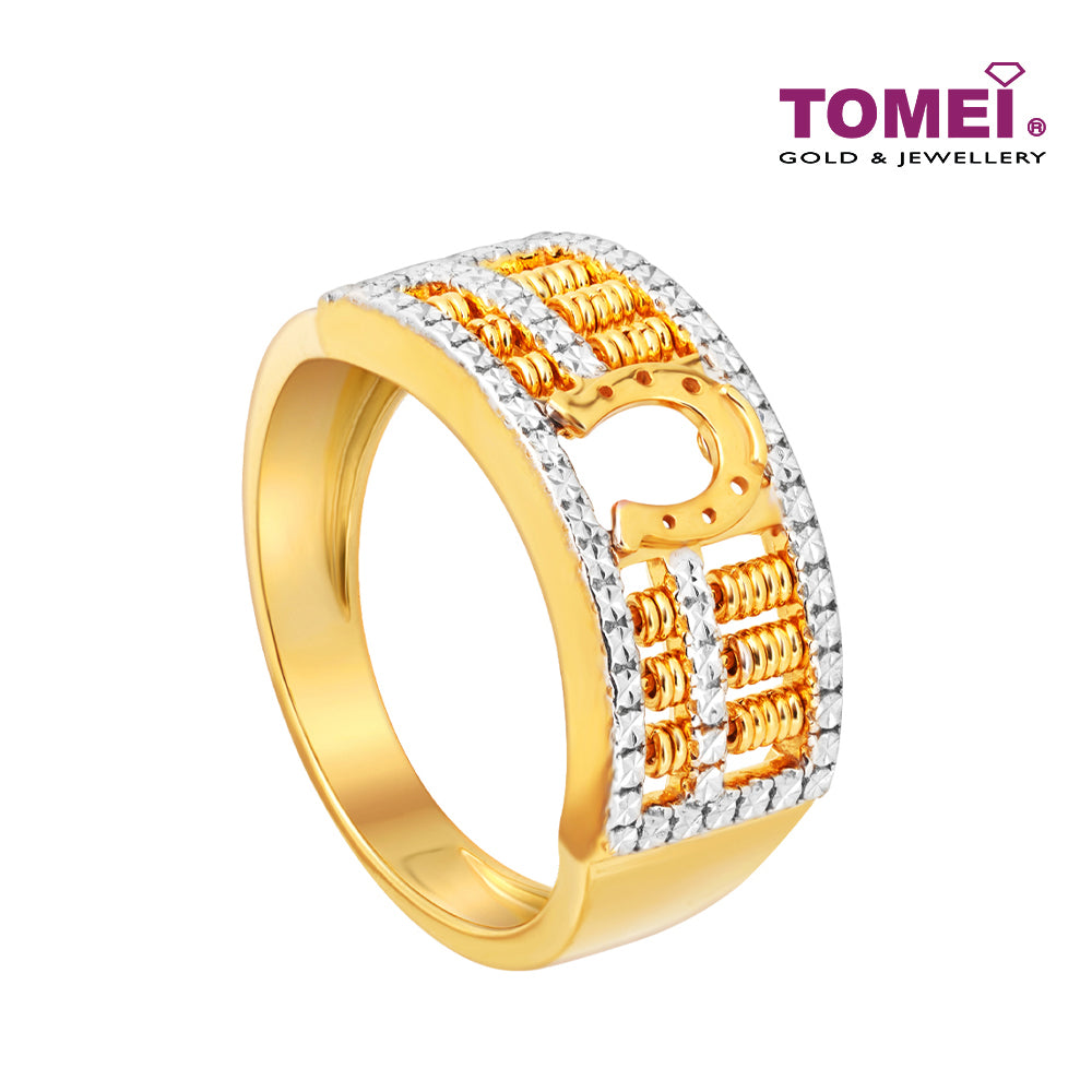 TOMEI Diamond Cut Collection Horseshoe Abacus Ring, Yellow Gold 916 ...